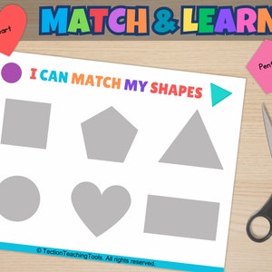2D Shapes Shadow Matching Activity for Kids, Shapes Busy Bags ...