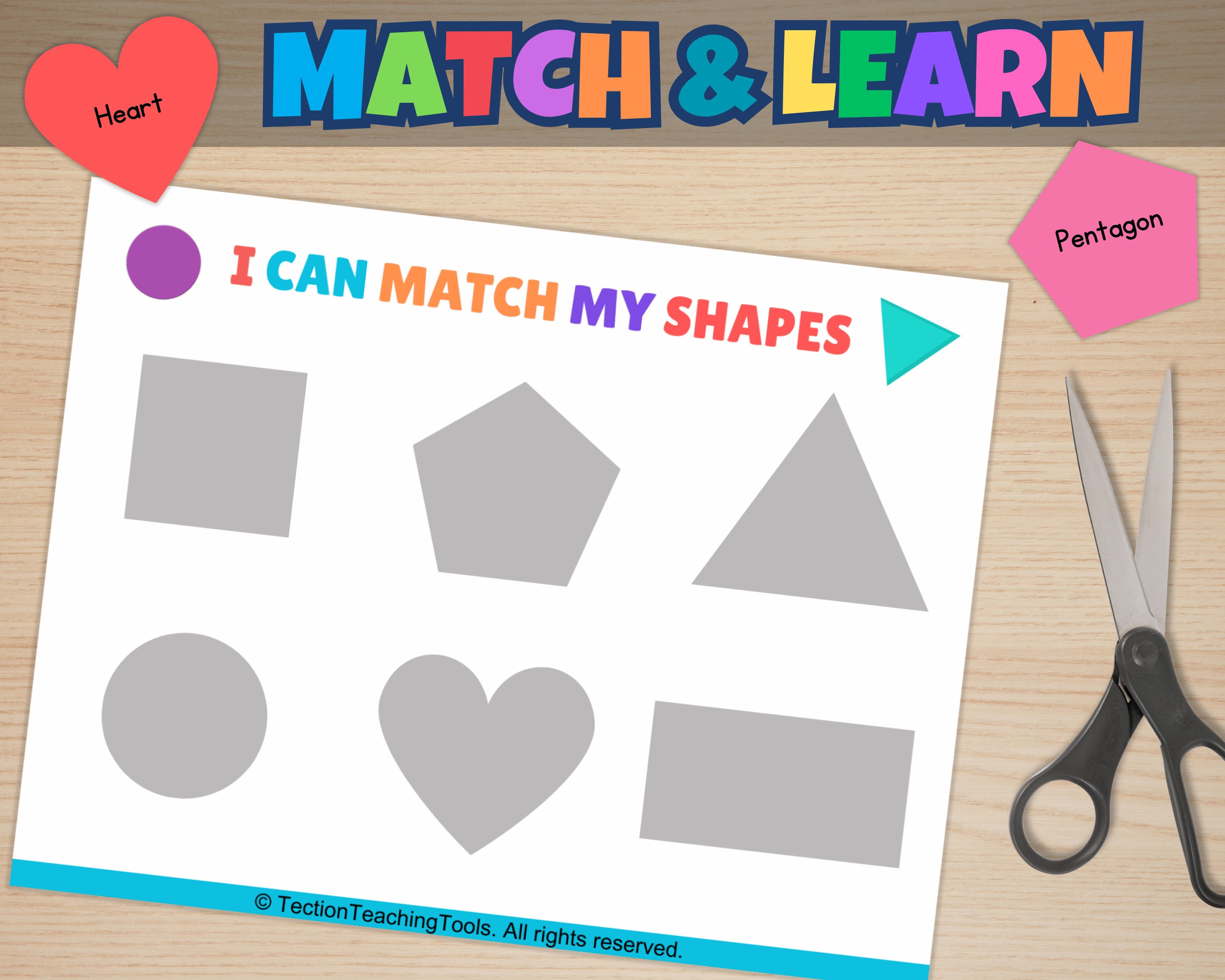 2D Shapes Shadow Matching Activity for Kids, Shapes Busy Bags ...
