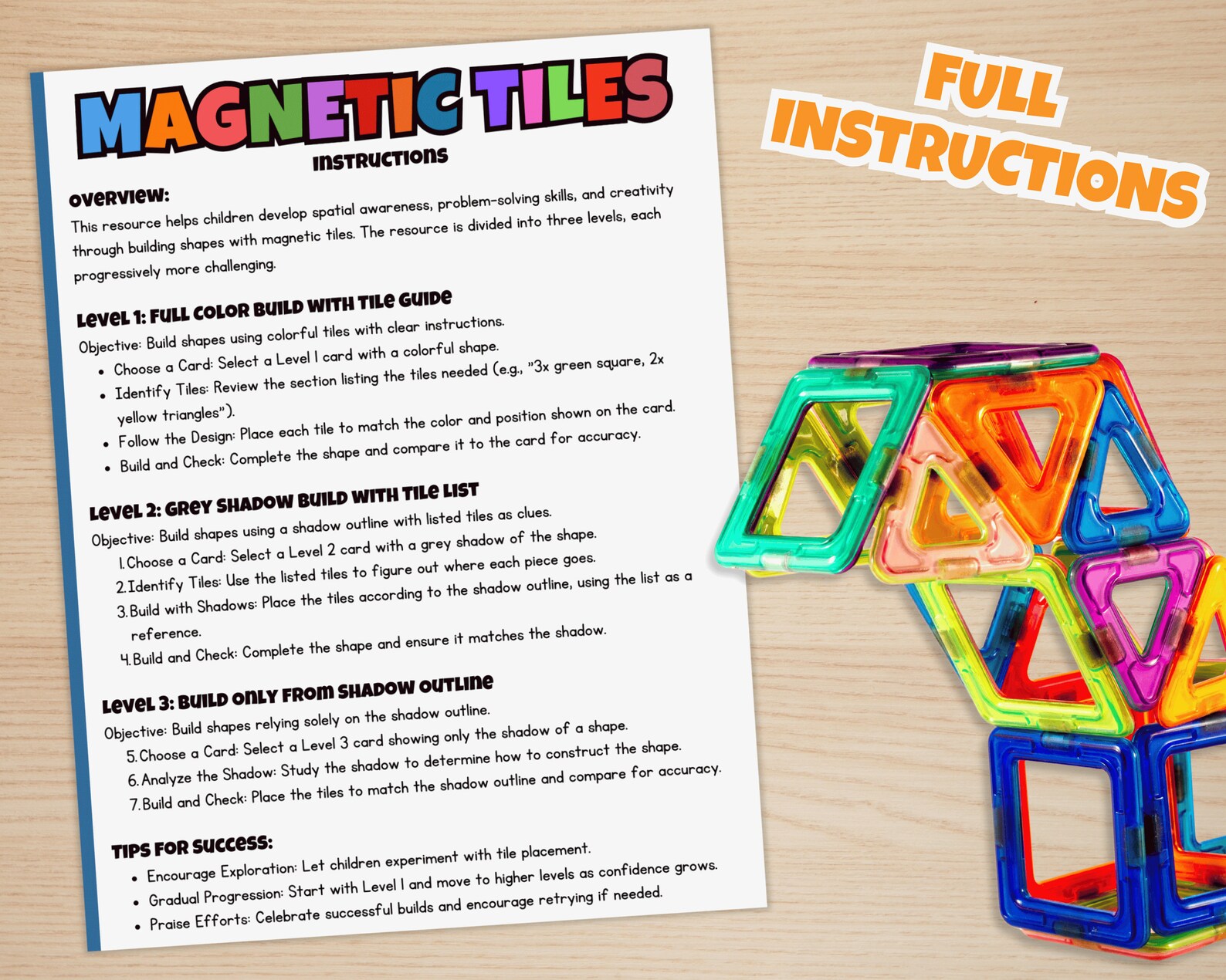 Magnetic Tiles Printable Templates | Magnetic Tile Card Puzzles ...