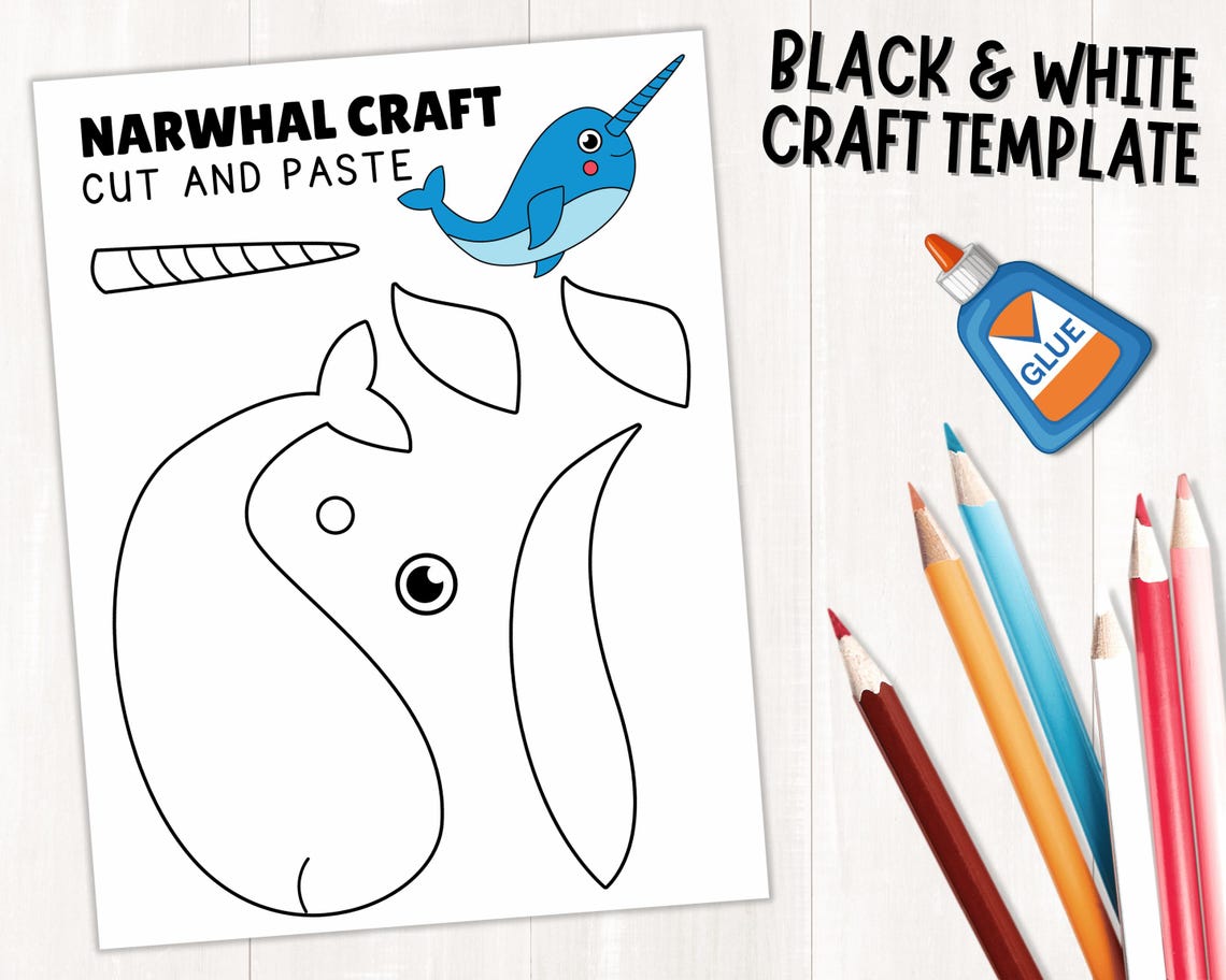 Printable Narwhal Craft for Kids | Ocean Animal Activity | Winter ...