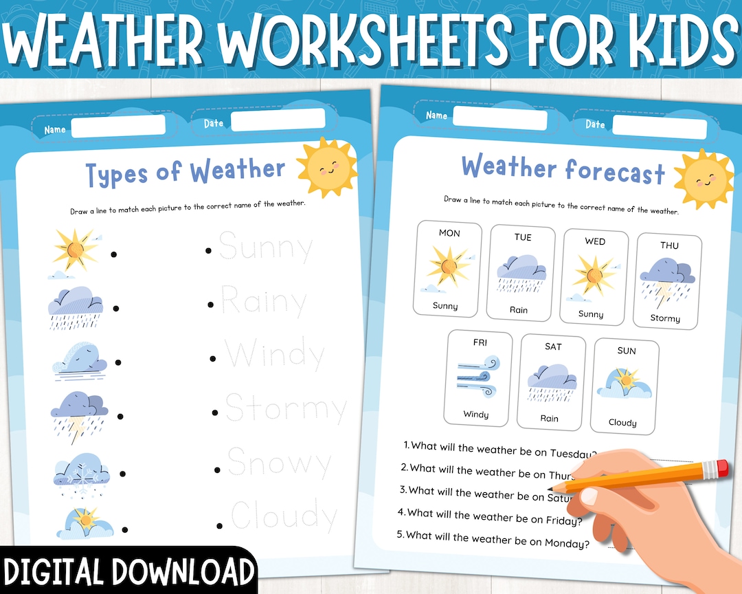 Weather Printable Worksheets for Kids, Types of Weather, What's the ...