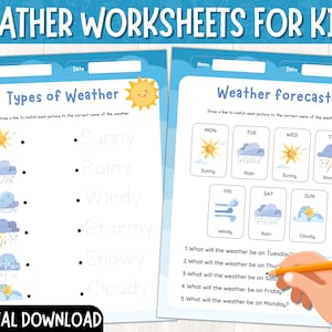 Weather Printable Worksheets for Kids, Types of Weather, What's the ...