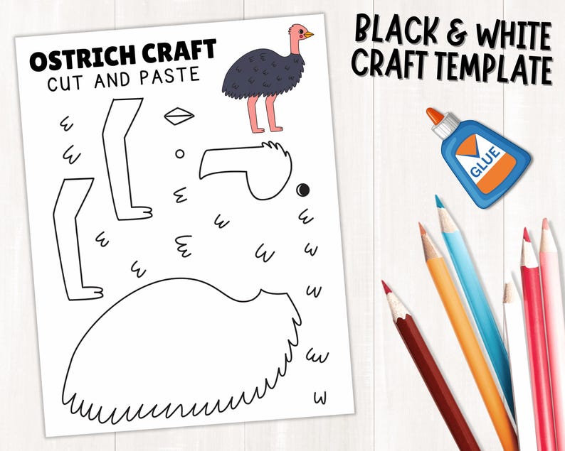Printable Ostrich Craft Template for Kids | African Animal Activity ...