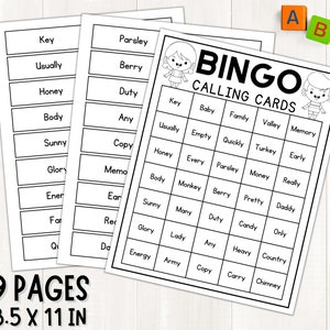 Long Vowel E Bingo (ey, Y) | Phonics Bingo Game for Kids | Long E Words ...