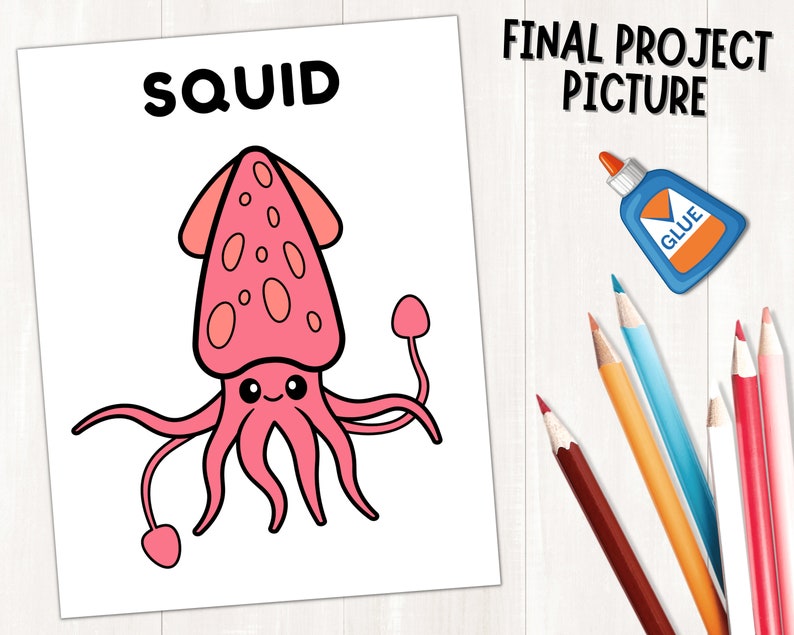 Printable Squid Craft | Sea Life Activity | Ocean Animal Craft | Color ...