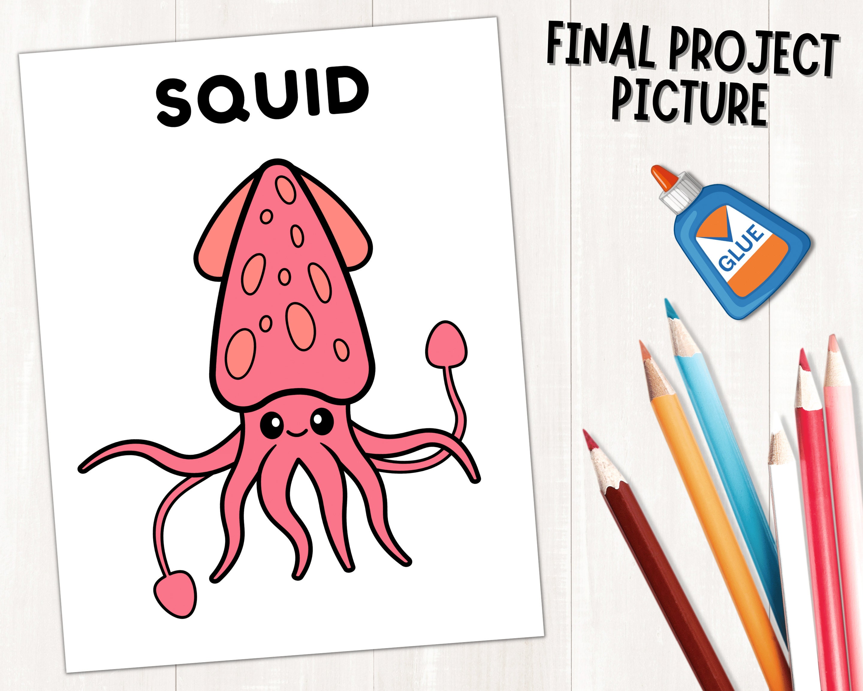 Printable Squid Craft | Sea Life Activity | Ocean Animal Craft | Color ...