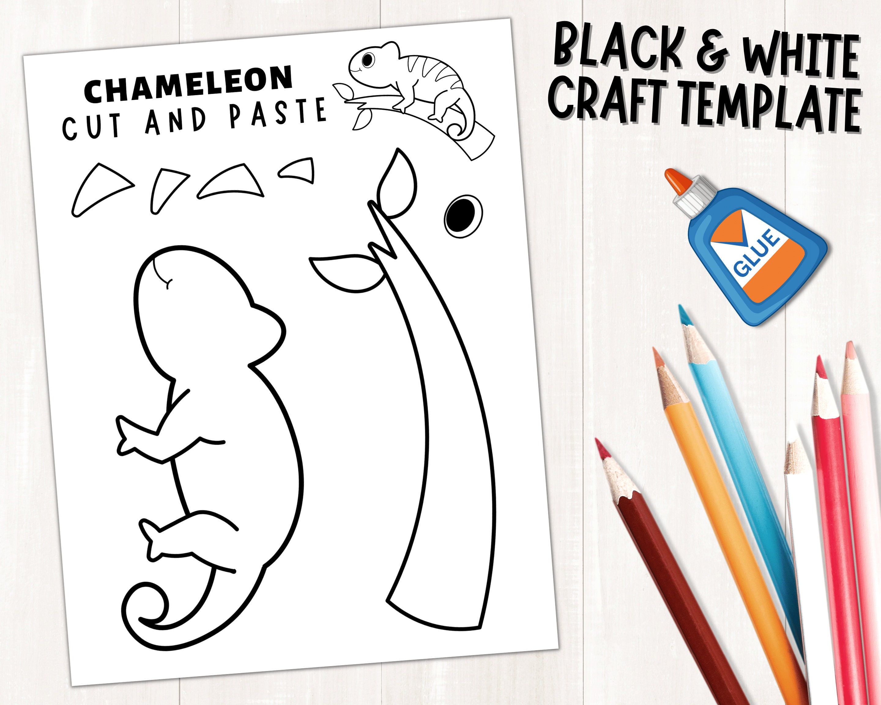Chameleon Craft for Kids, Printable Template, Rainforest Activities ...