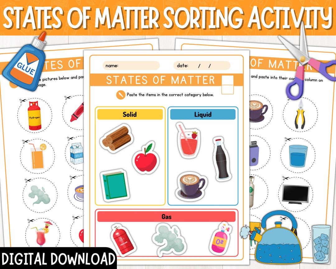 States of Matter Sorting Activity | Solid, Liquid, and Gas | States of ...