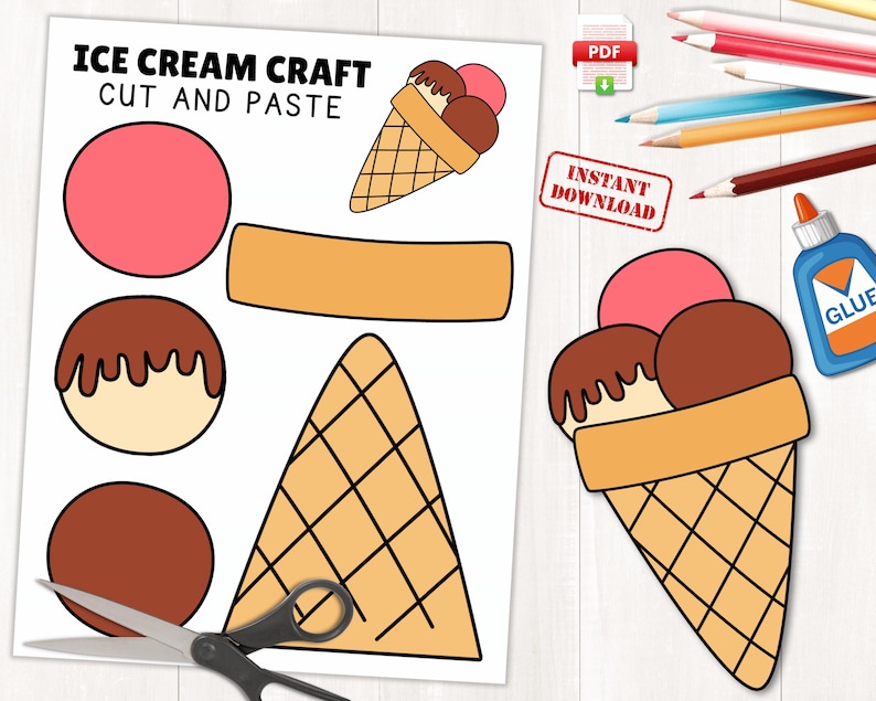 Ice Cream Cone Craft Template | Build an Ice Cream Cone | Summer Craft ...