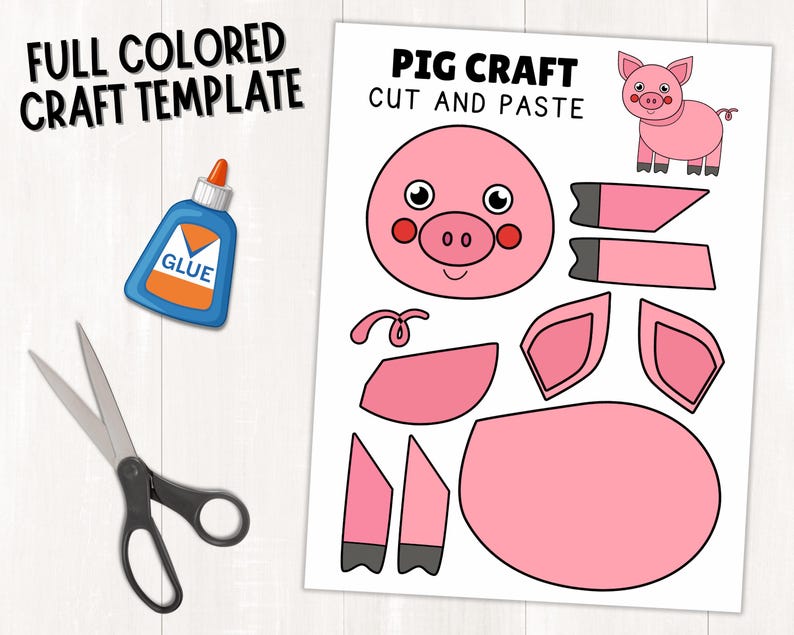 Printable Pig Craft | Farm Animal Craft | Preschool Activity | Color ...