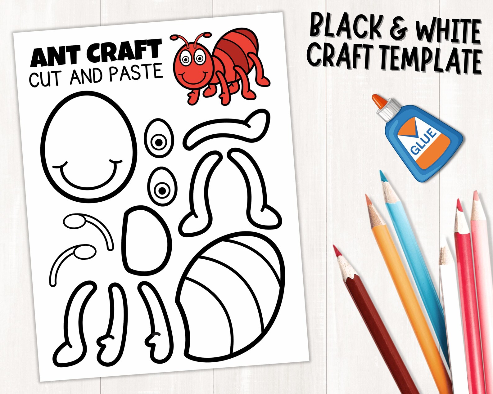 Printable Ant Craft Template, Spring Activities, Insect Craft, Summer ...