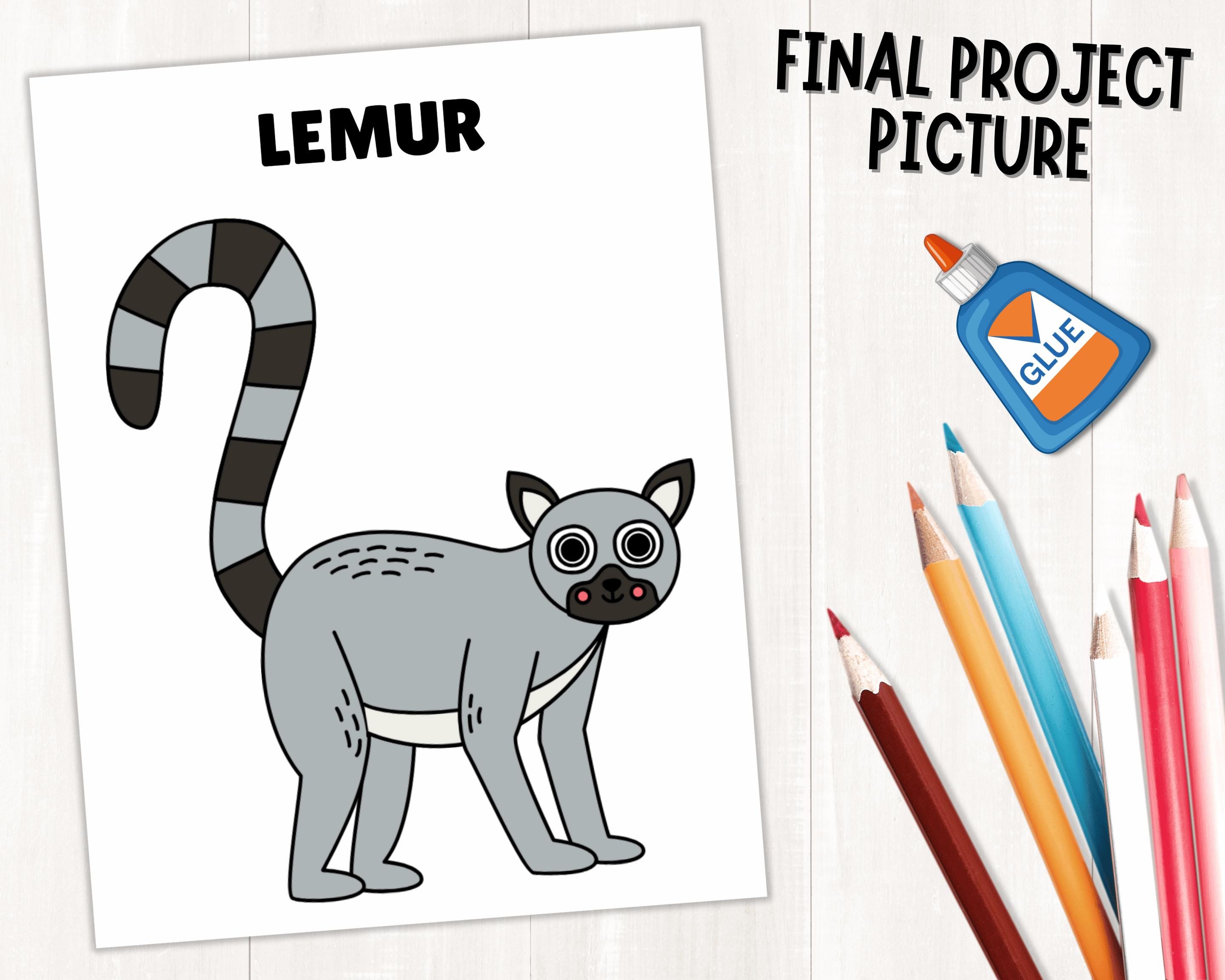 Printable Lemur Craft Template for Kids | Madagascar Animal Activity ...