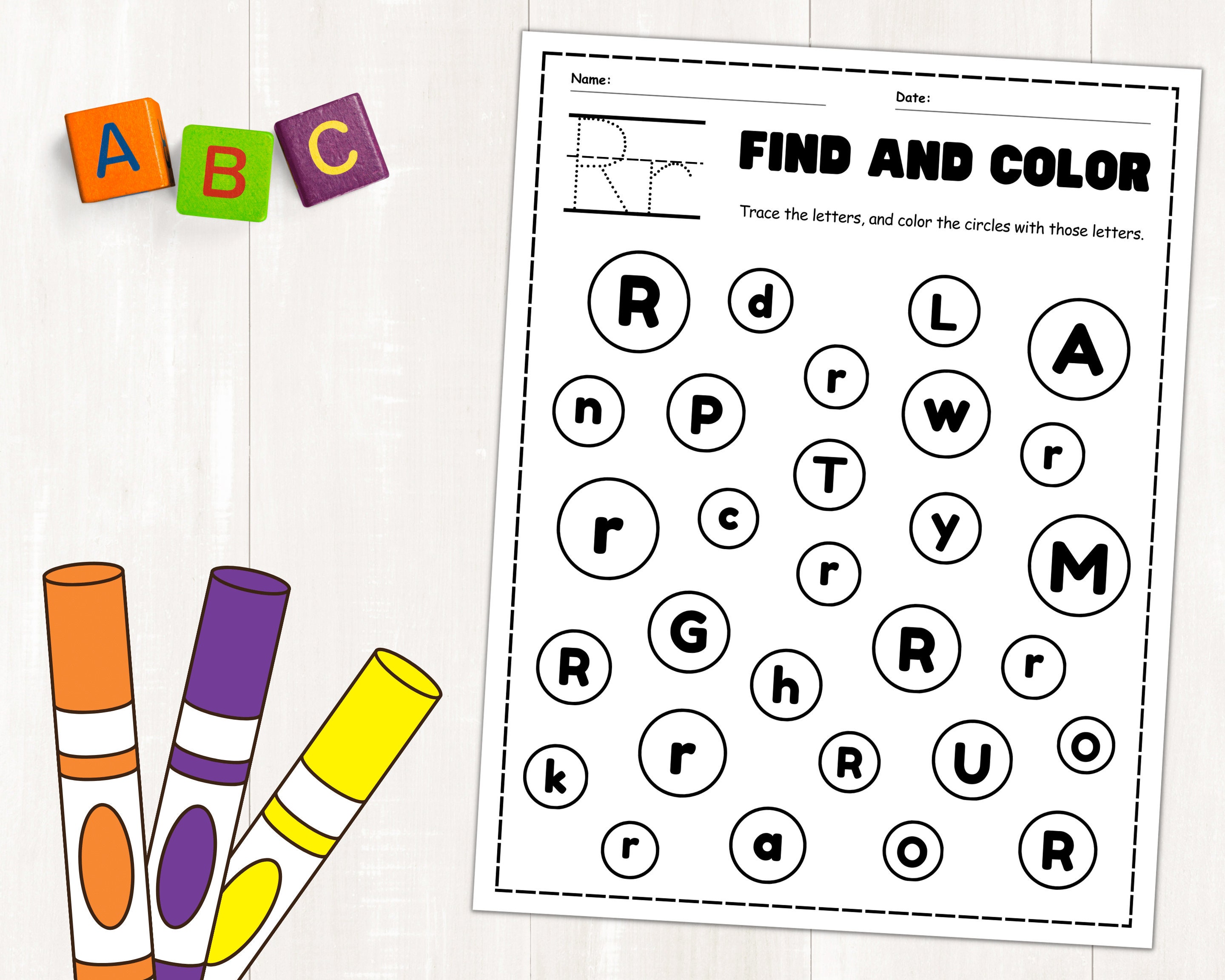 Alphabet Find and Color Worksheets | Alphabet Letter Recognition ...