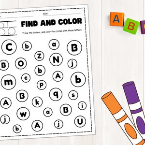 Alphabet Find and Color Worksheets | Alphabet Letter Recognition ...