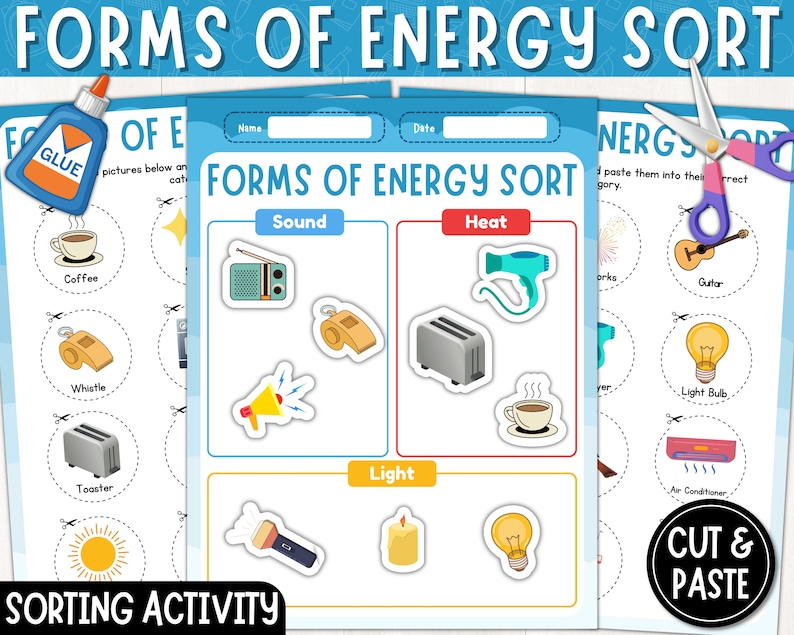 Forms of Energy Sorting Activity | Picture Sort | Heat, Light, & Sound ...