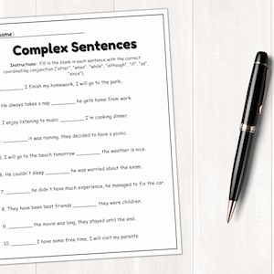 Compound Sentence Worksheets | Sentence Structure | Coordinating ...