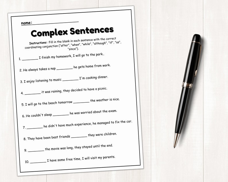 Compound Sentence Worksheets | Sentence Structure | Coordinating ...