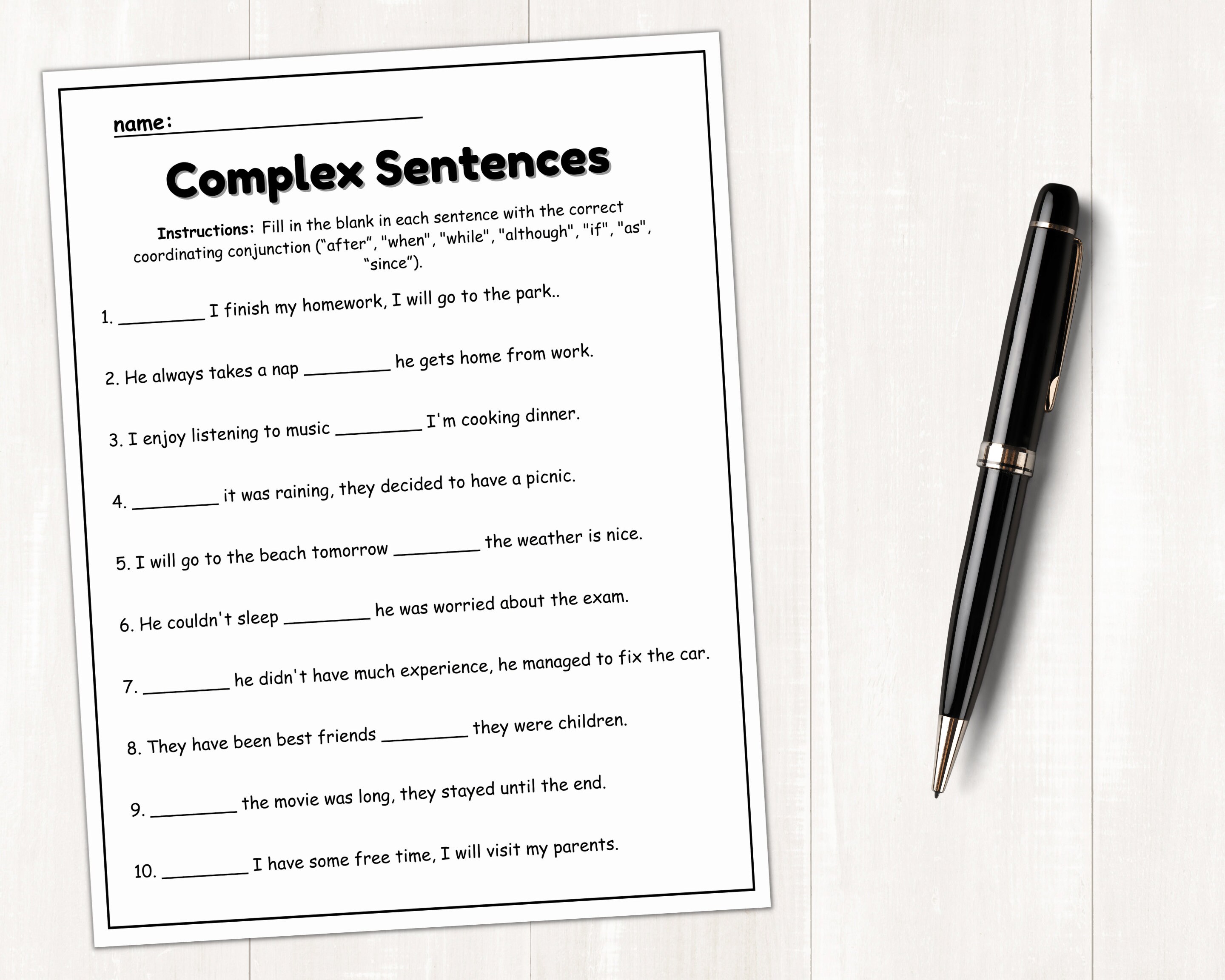 Compound Sentence Worksheets | Sentence Structure | Coordinating ...