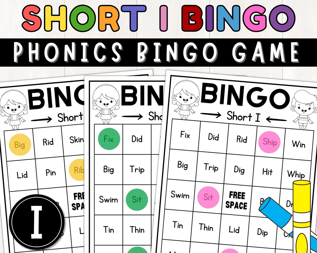 Short Vowel I Bingo Game | Phonics Bingo Game for Kids | Short I Words ...