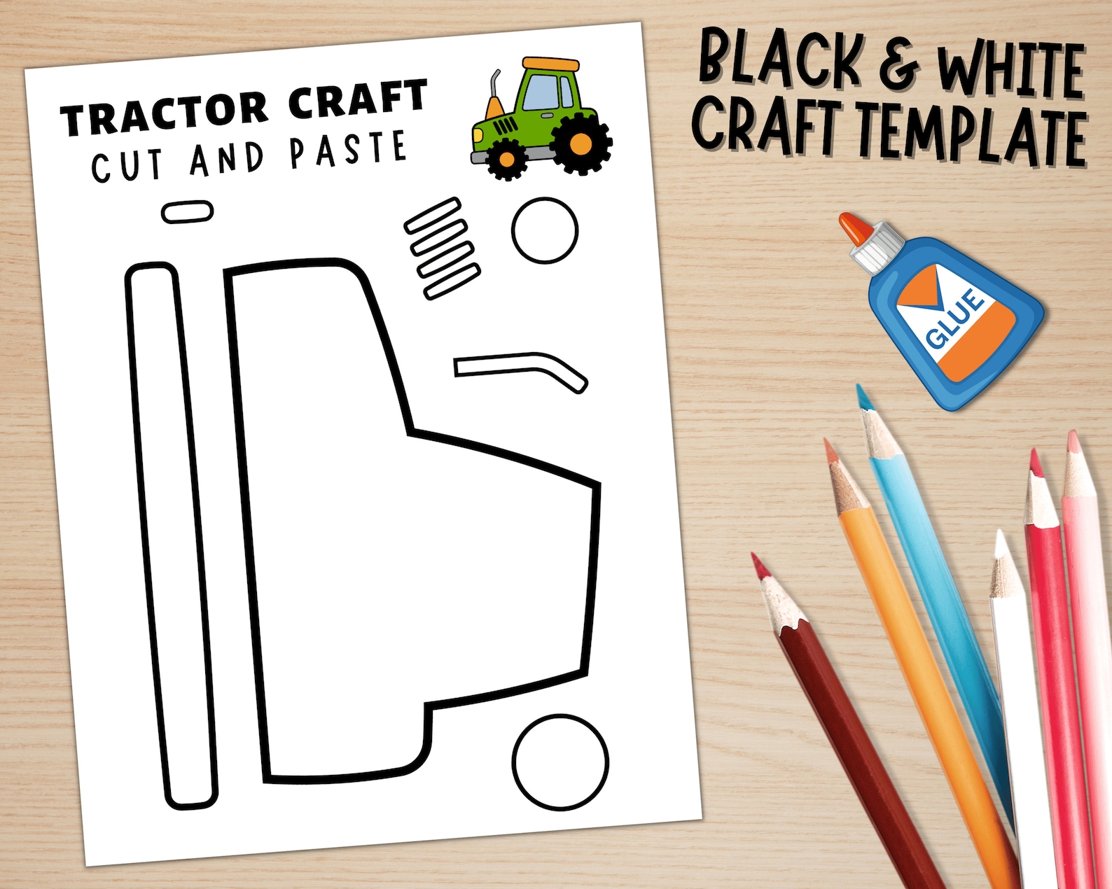 Printable Tractor Craft | Transportation Craft | Build a Tractor | Cut ...