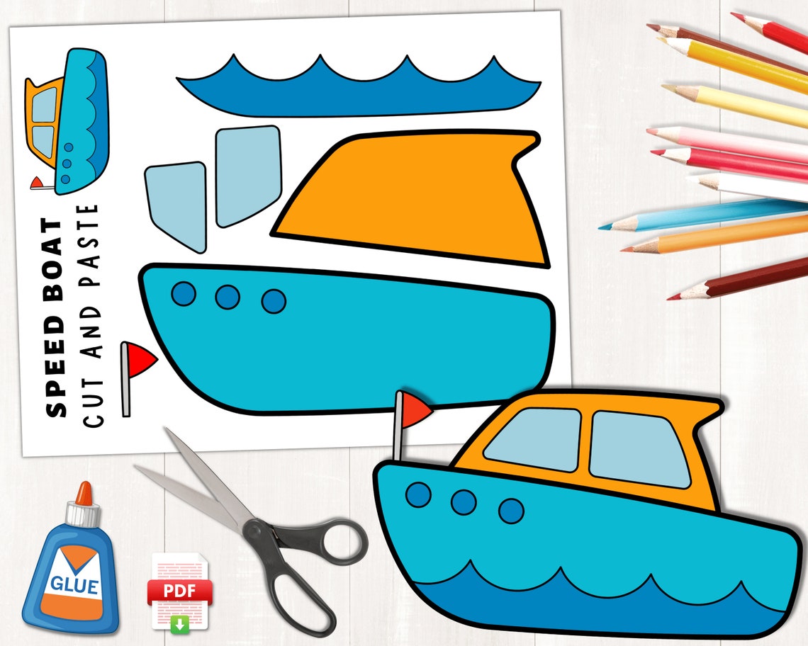 Printable Speedboat Craft Template Transportation Craft Color, Cut, and ...