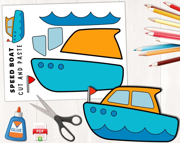 Sailboat Craft Template for Kids, Cut and Glue Preschool Activity ...