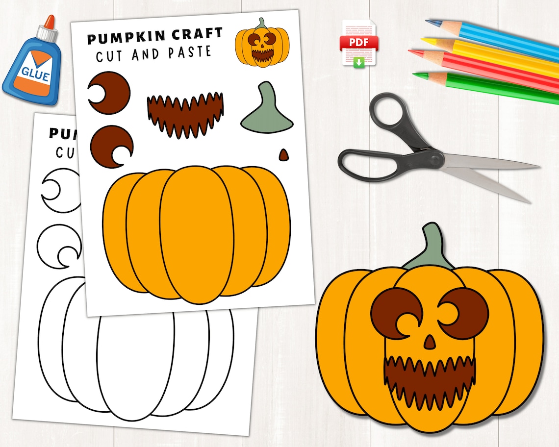 Printable Pumpkin Craft for Kids | Halloween Activities | Color, Cut ...