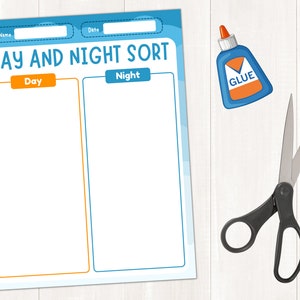 Day and Night Sorting Activity | Cut and Paste | Day or Night Printable ...