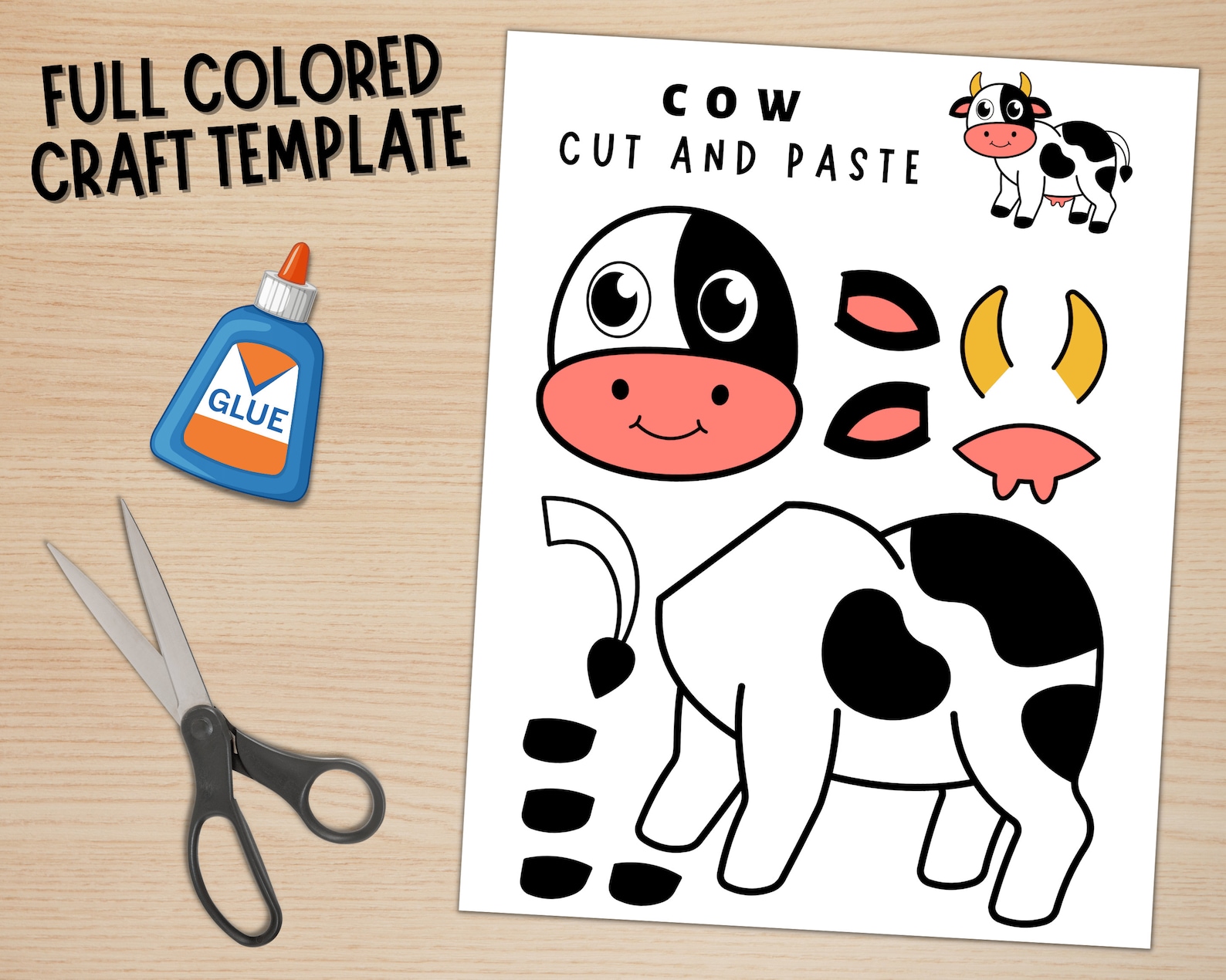 Printable Cow Craft | Farm Animal Craft | Farm Activities | Color, Cut ...