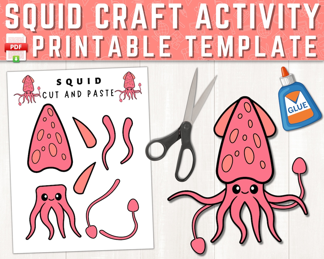 Printable Squid Craft | Sea Life Activity | Ocean Animal Craft | Color ...
