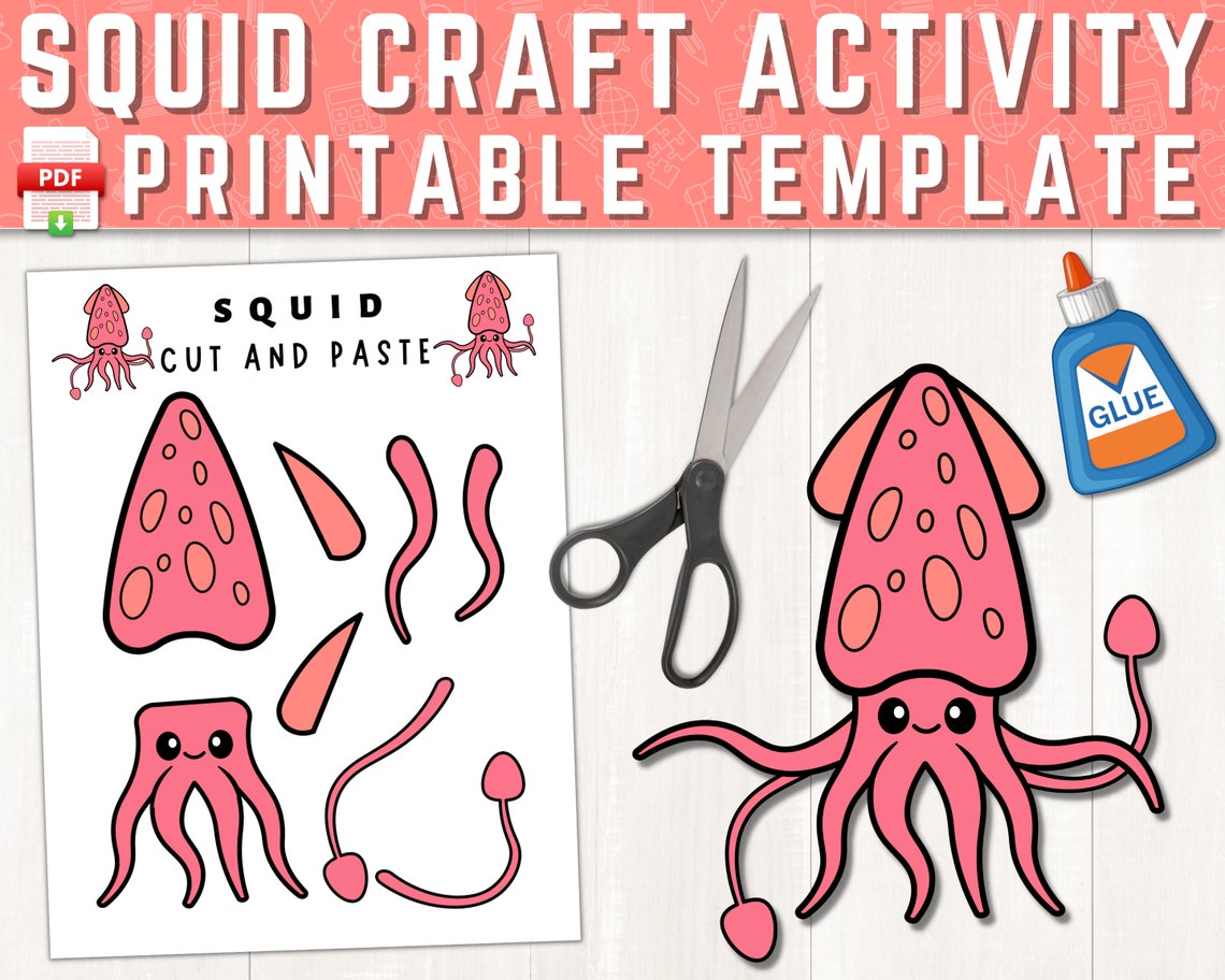 Printable Squid Craft | Sea Life Activity | Ocean Animal Craft | Color ...