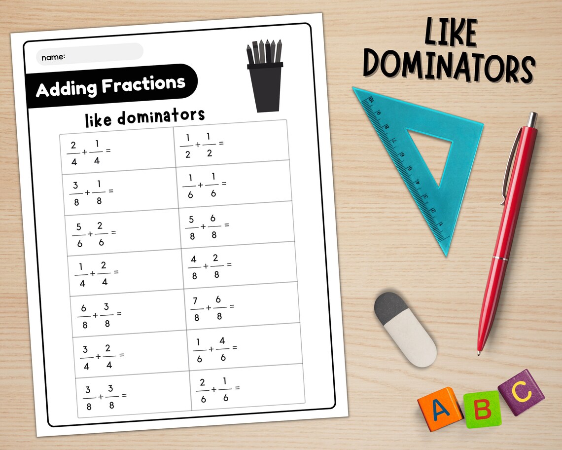 Adding and Subtracting Fractions Printable Math Worksheets, Grade 4th ...