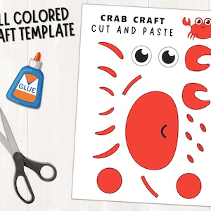 Crab Craft, Printable Template, Sea Life Activity, Ocean Animal Craft ...