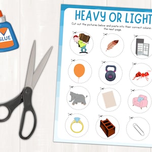Heavy and Light Sorting Activity Worksheets | Sort by Weight Printable ...