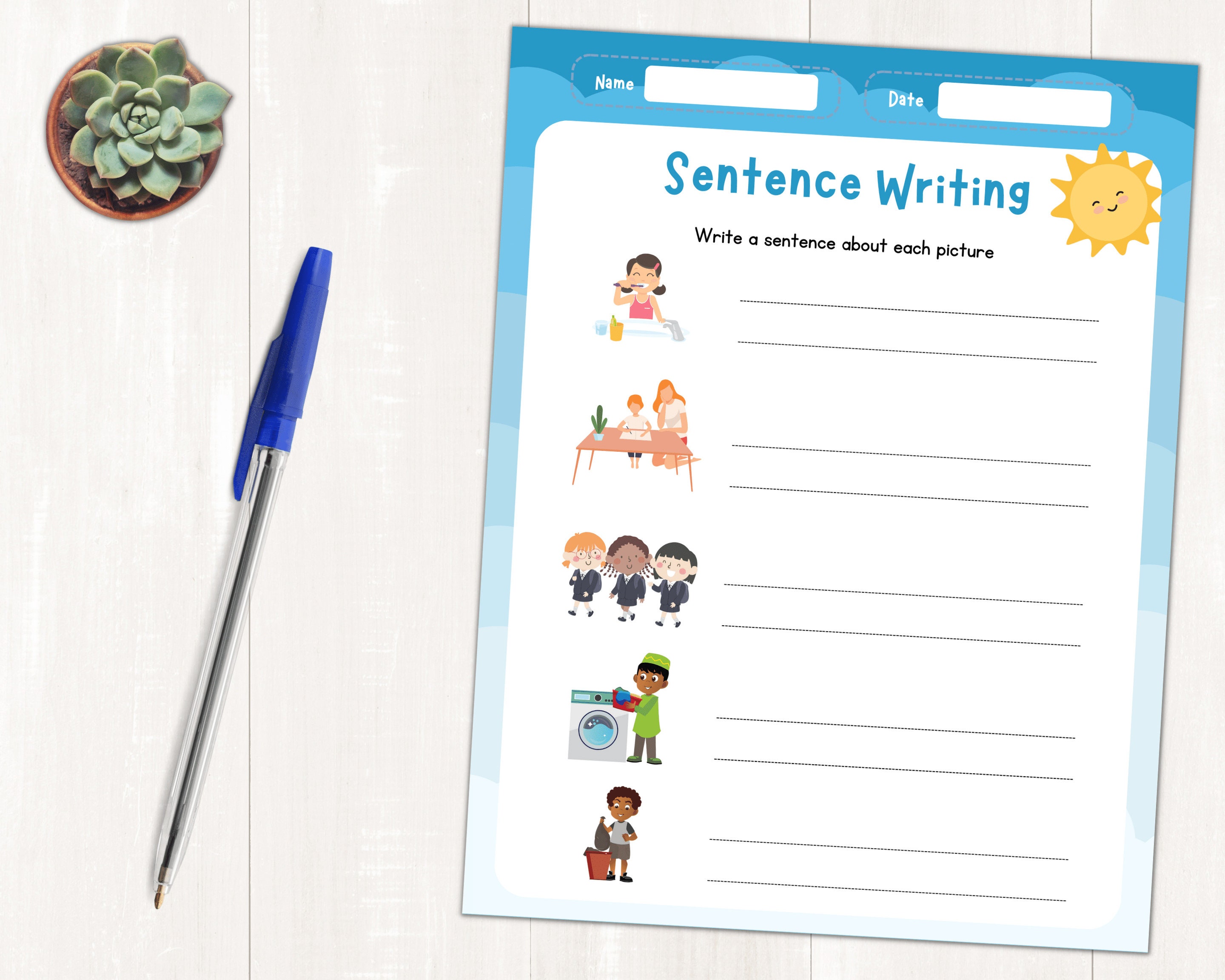 Writing Complete Sentences About Picture Worksheets, Picture Writing ...