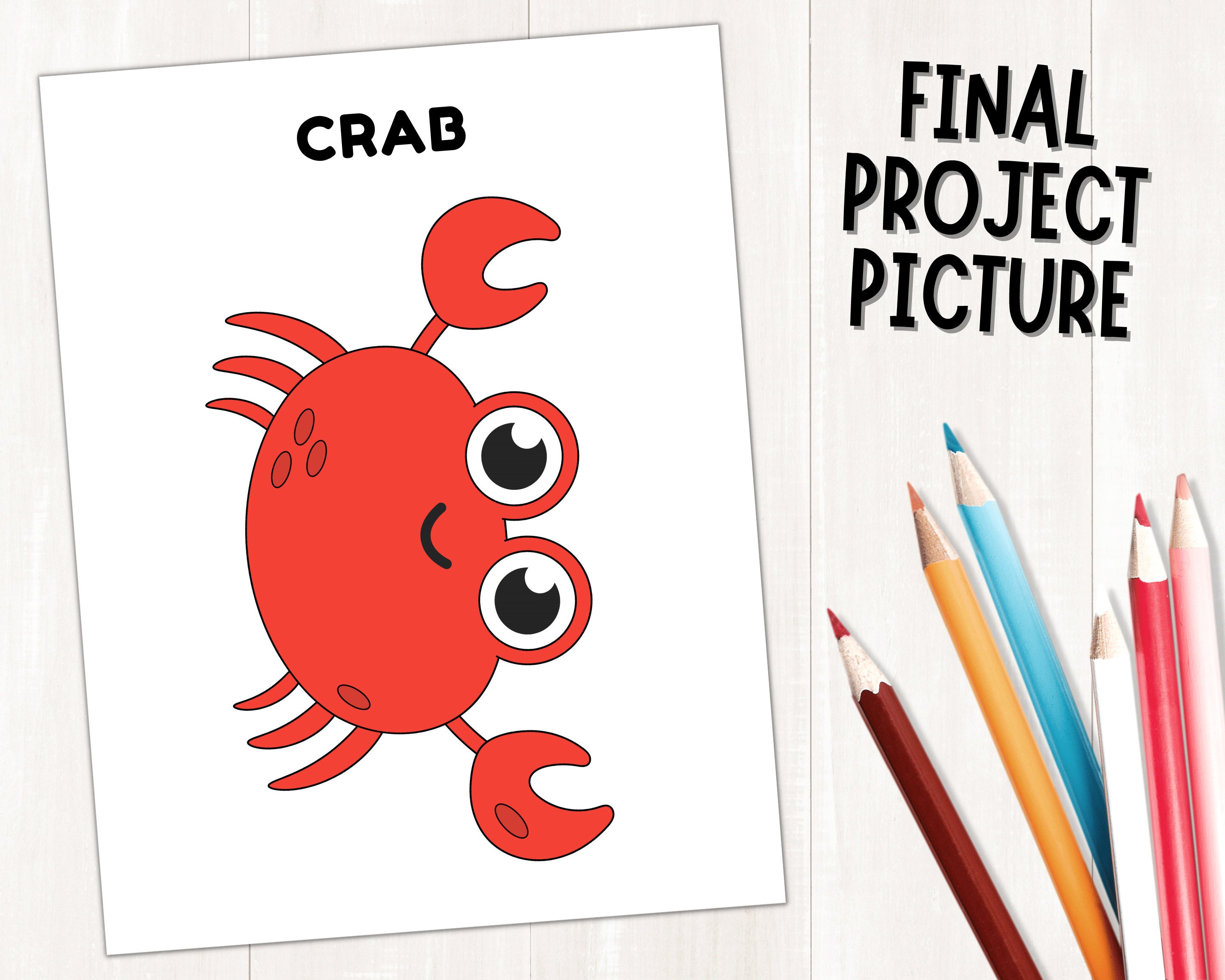 Crab Craft, Printable Template, Sea Life Activity, Ocean Animal Craft ...