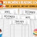 Monthly Reading Logs for Kids, Printable Monthly Reading Tackers ...