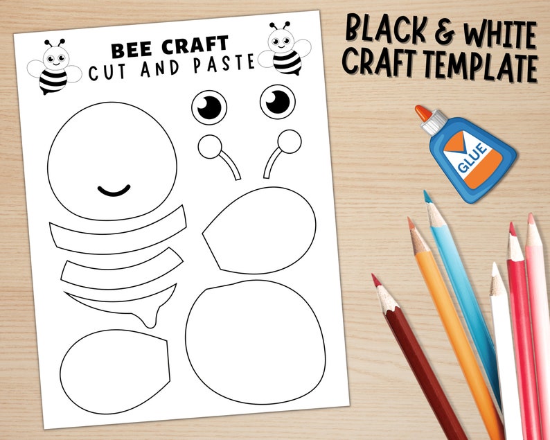 Bee Craft Printable Template | Spring Activities | Bee Coloring Page ...