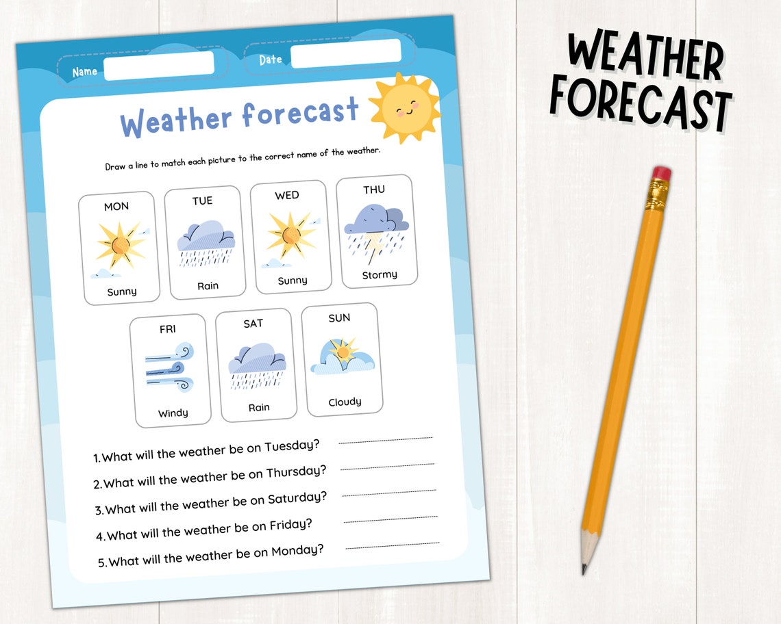 Weather Printable Worksheets for Kids, Types of Weather, What's the ...