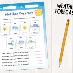 Weather Printable Worksheets for Kids, Types of Weather, What's the ...