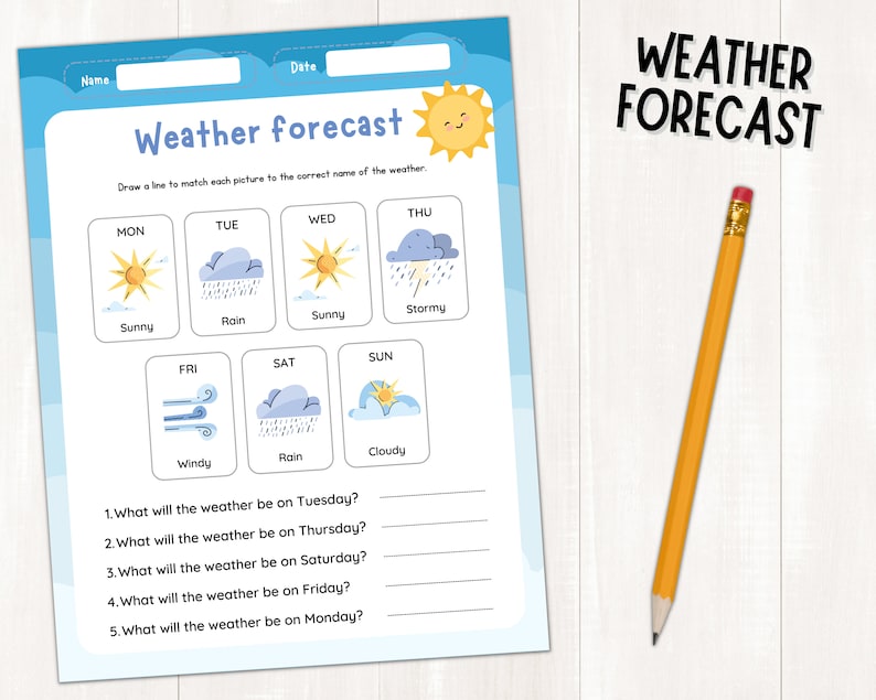 Weather Printable Worksheets for Kids, Types of Weather, What's the ...