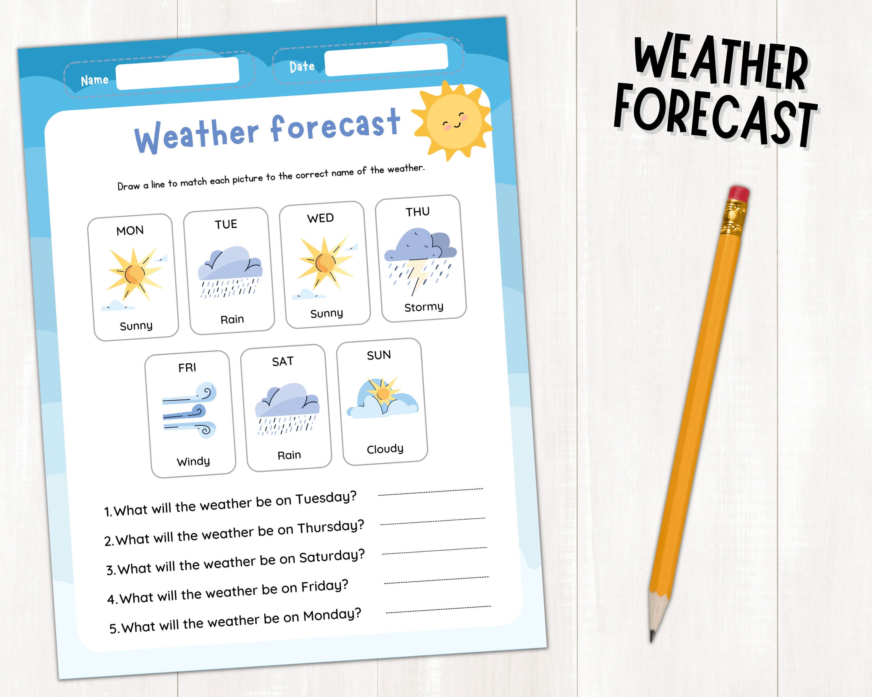 Weather Printable Worksheets for Kids, Types of Weather, What's the ...