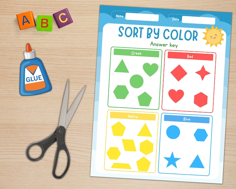 Sorting by Attributes Printable Worksheets | Sort by Shape | Sort by ...