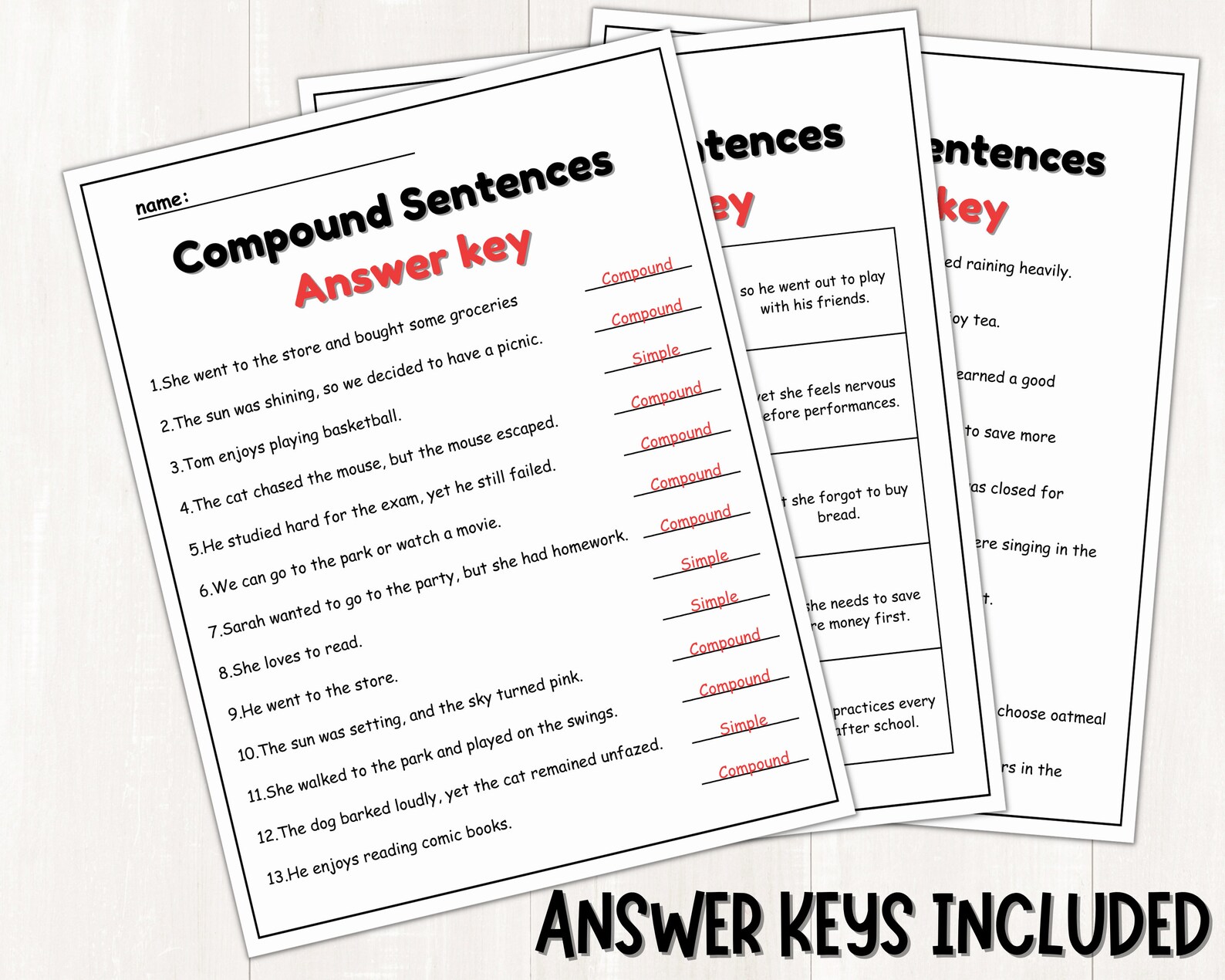 Compound Sentence Worksheets | Sentence Structure | Coordinating ...