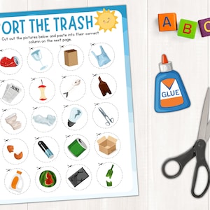 Trash Sorting Activity Printable Worksheets | Earth Day Activities ...