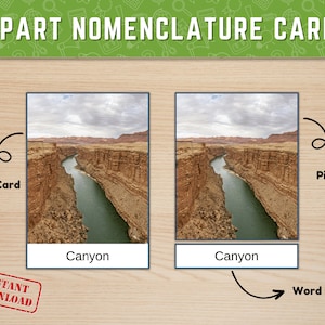 Landforms Montessori 3-part Cards | Types of Landforms Flashcards With ...