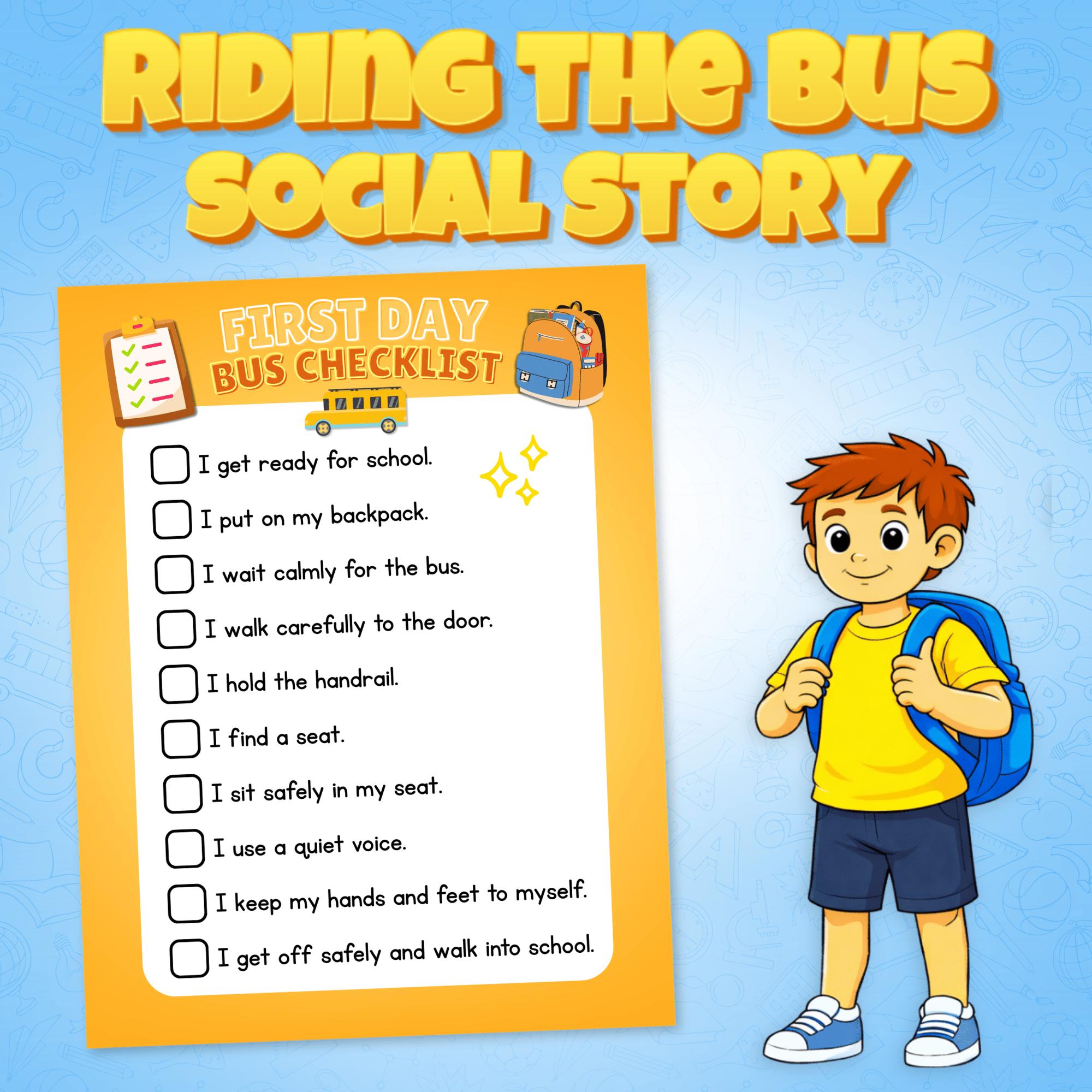 Riding the School Bus Social Story Printable, First Day Routine ...