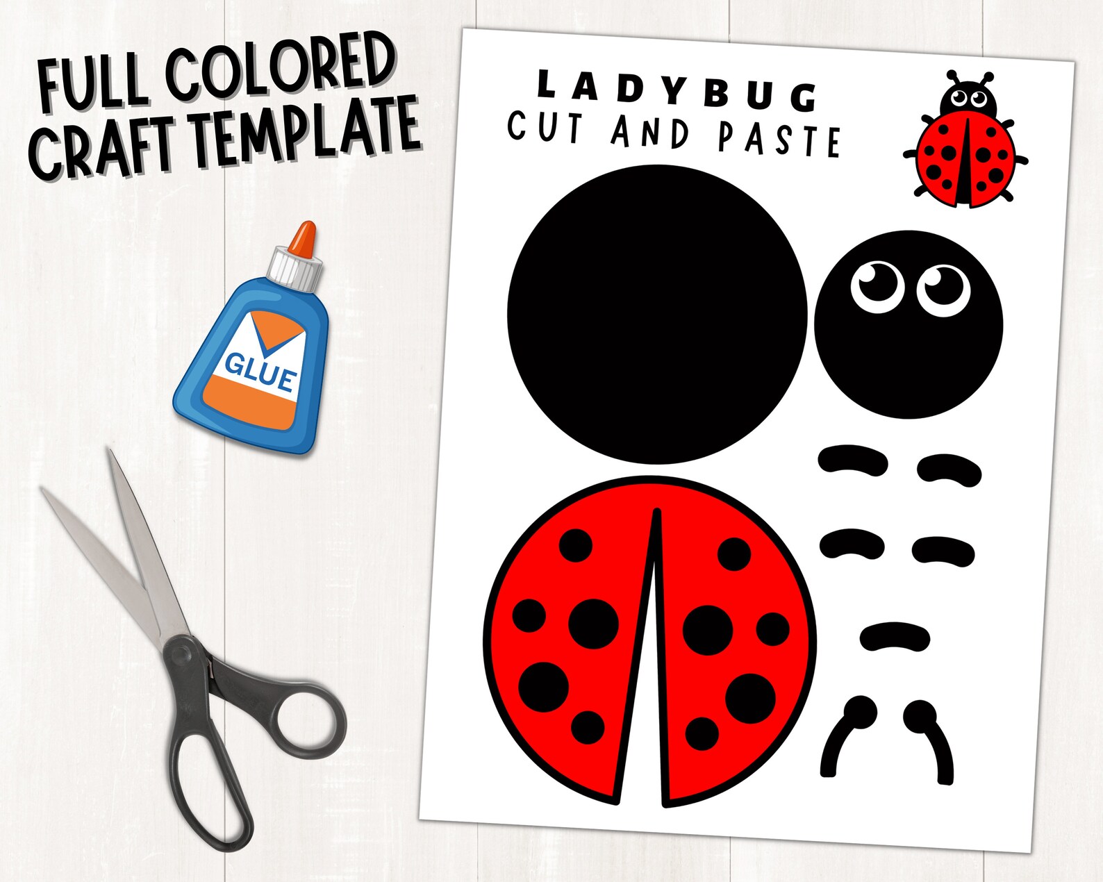 Printable Ladybug Craft Template for Kids | Spring Activity | Insect ...