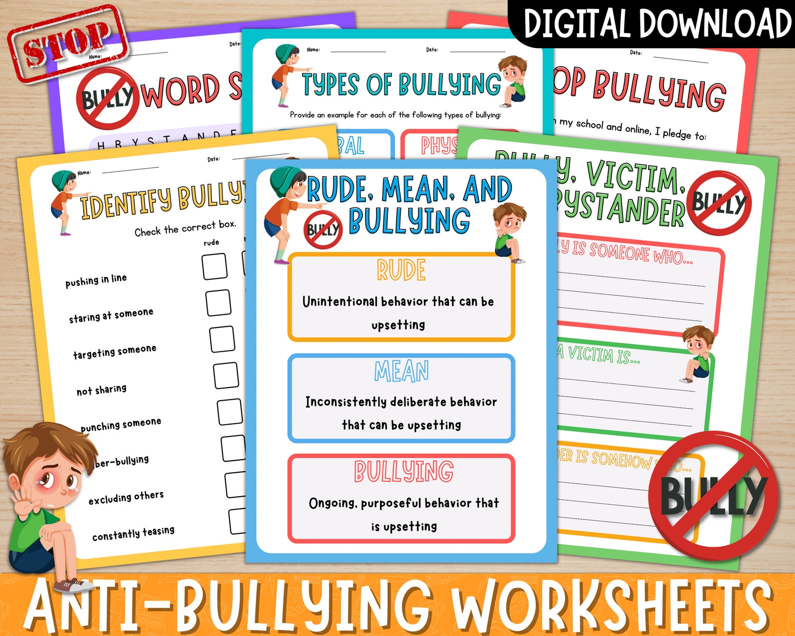 Anti-bullying Printable Worksheets | Anti-bullying Week Activity | Stop ...