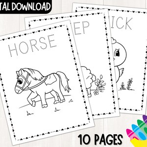 Printable Farm Animal Coloring Pages for Kids, Farm Activity Sheets ...